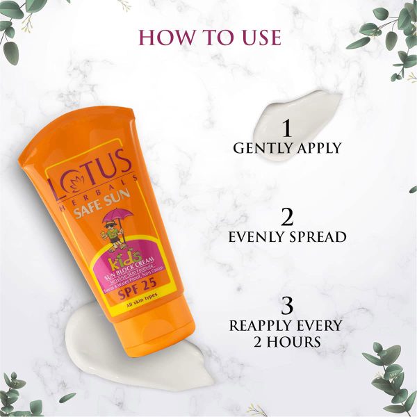 Lotus Herbals Safe Sun Kids Sun Block Cream SPF 25 (50gm) - SKINCARE SHOP