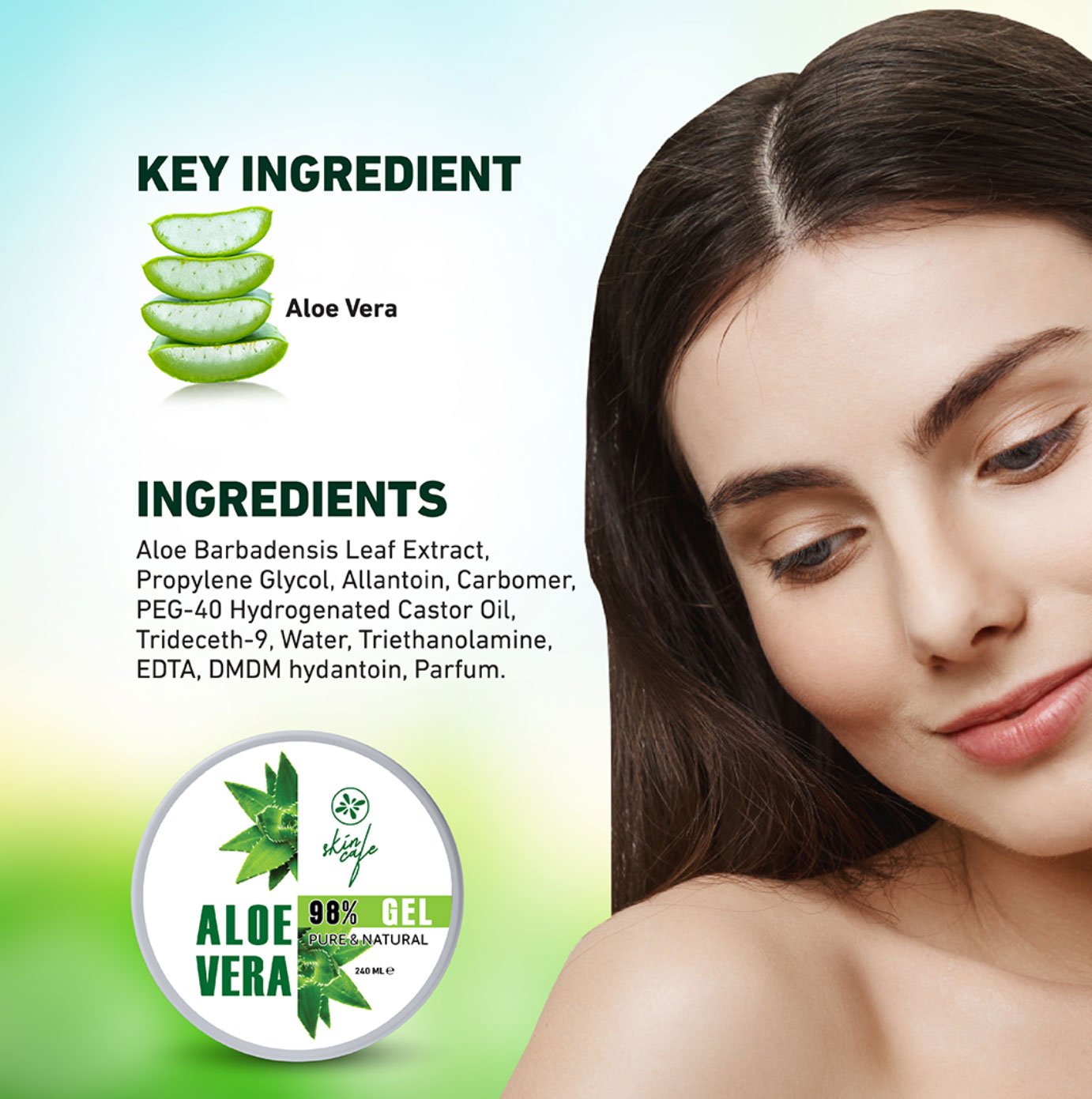 Skin Cafe Pure & Natural Aloe Vera gel 98% (240ml) - SKINCARE SHOP