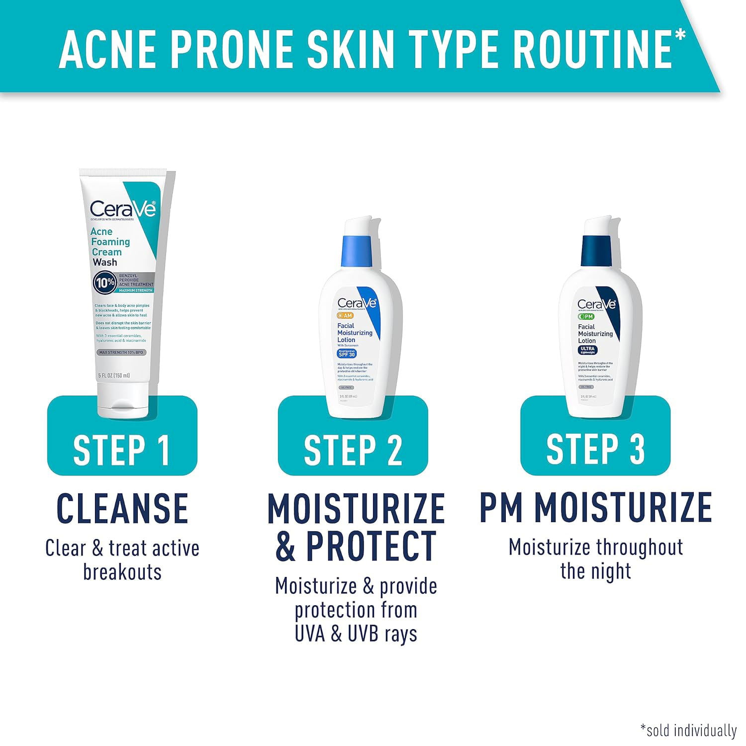 Cerave Acne Foaming Cream Wash With 10 Benzoyl Peroxide 150ml
