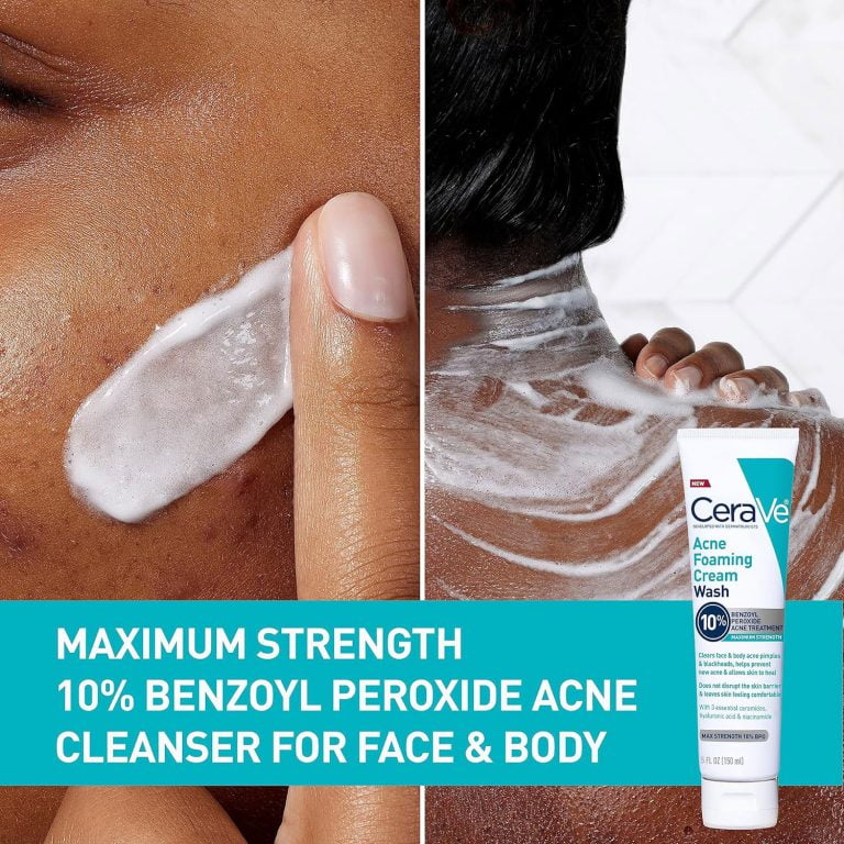 CeraVe Acne Foaming Cream Wash with 10% Benzoyl Peroxide - 150ml ...