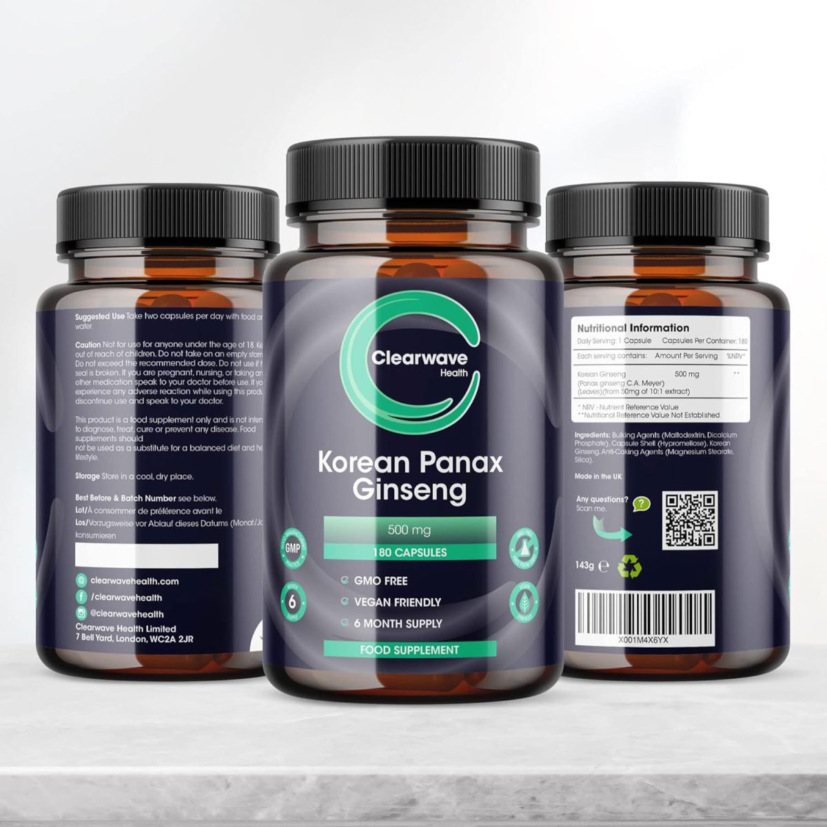 Clearwave Health Korean Panax Ginseng 500mg - 180 High Strength ...