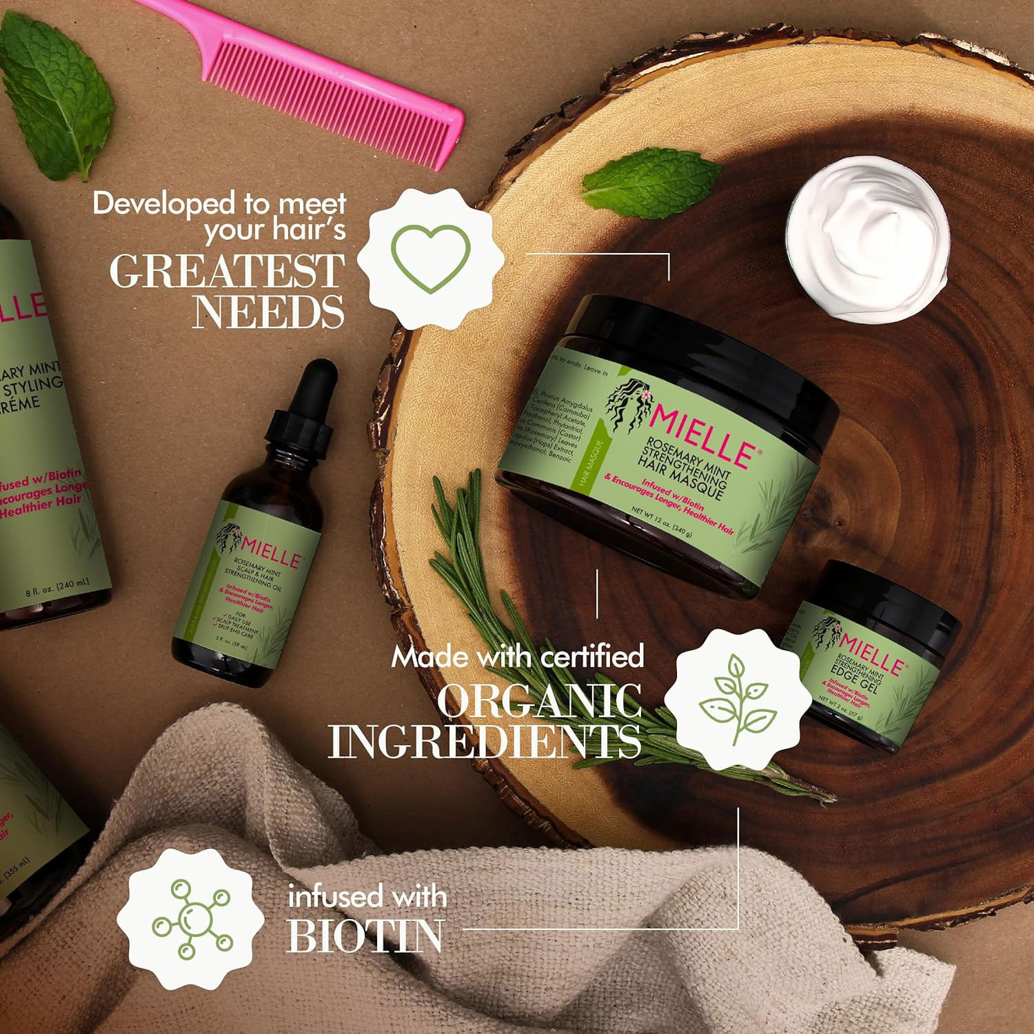 Mielle Rosemary Mint Strengthening Hair Masque - 340gm - SKINCARE SHOP