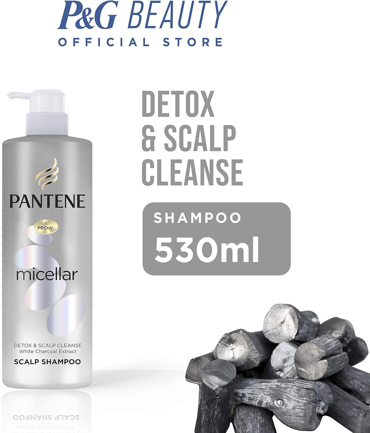 Pantene Micellar Detox & Scalp Cleanse White Charcoal Extract Scalp ...