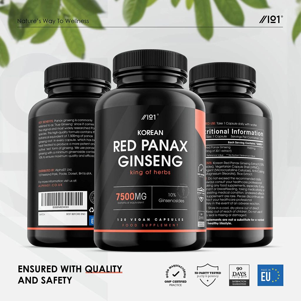 ALPHA01 Panax Ginseng Extract 7500Mg | High Strength Korean Red Ginseng ...