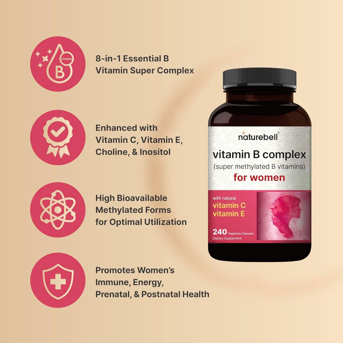NatureBell Vitamin B Complex for Women – 240 Capsules eurasiasupplies ...