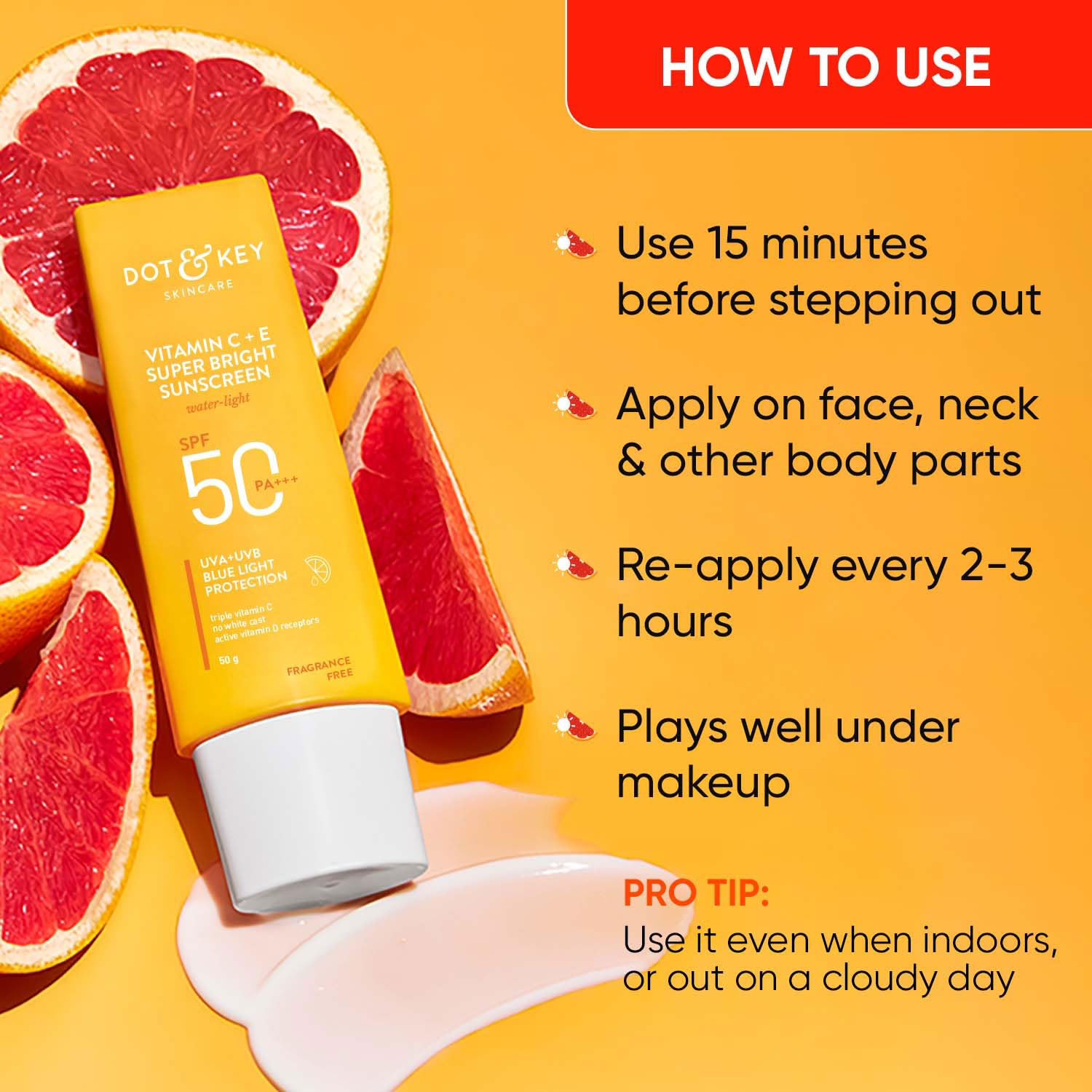 Dot & Key Vitamin C + E Sunscreen, SPF 50+ PA++++ (80ml) - SKINCARE SHOP