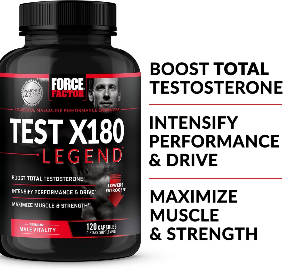 FORCE FACTOR TESTOSTERONE BOOSTERS TEST X180 LEGEND - 120 CAPSULES ...