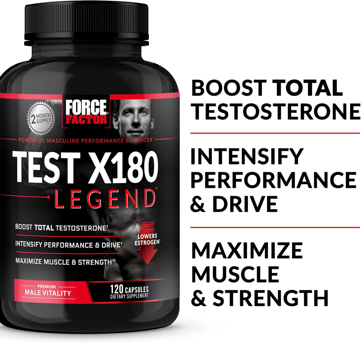 FORCE FACTOR TESTOSTERONE BOOSTERS TEST X180 LEGEND - 120 CAPSULES ...