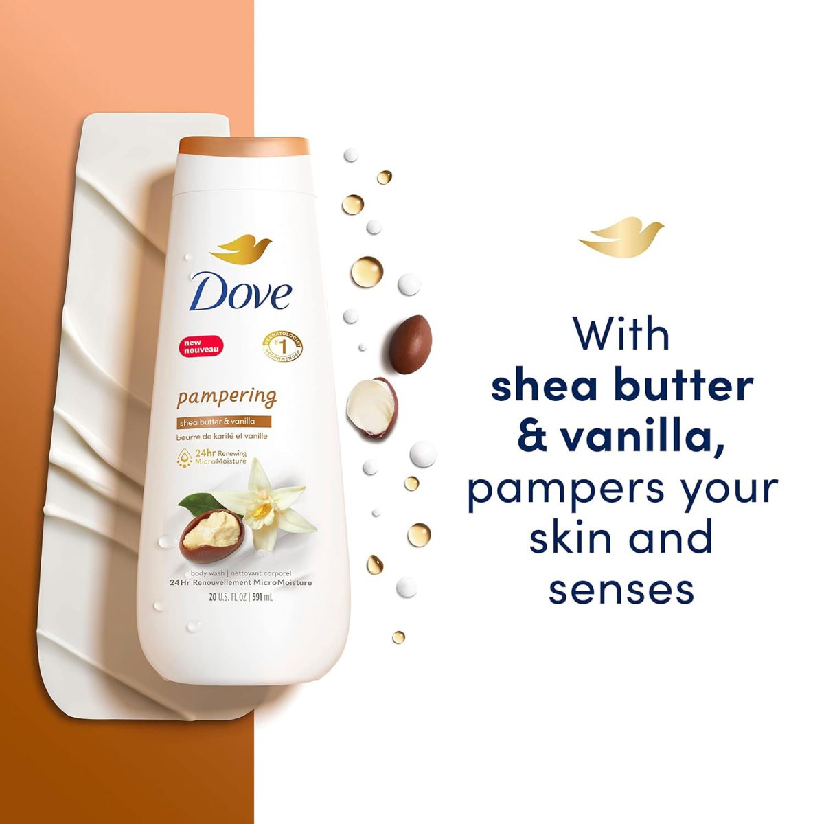 Dove Pampering Shea Butter & Vanilla 24hr Renewing Micro Moisture Body ...