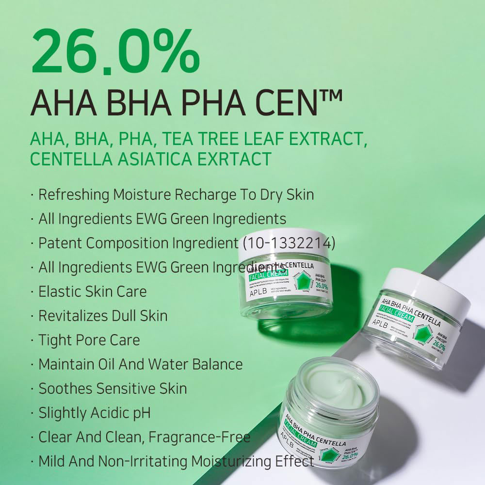 APLB Aha Bha Pha Centella Facial Cream – 55ml - SKINCARE SHOP
